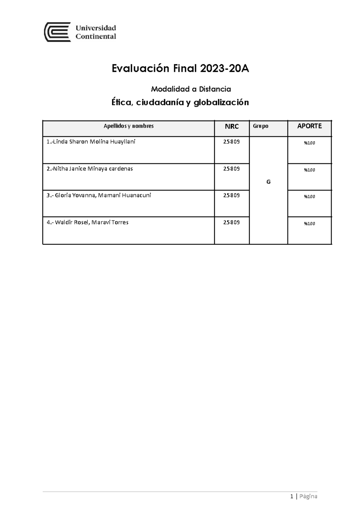 ECG Examen Final Ética - Evaluación Final 2023-20A Modalidad a Distancia Ética, ciudadanía y ...