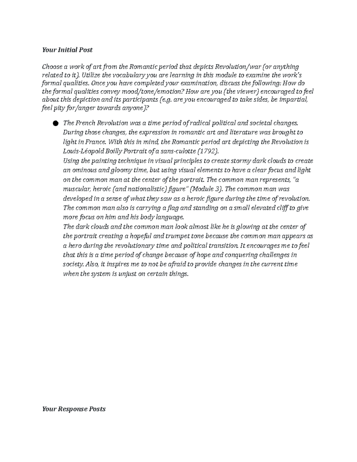 FAS 202 - Discussion 3-1 - Your Initial Post Choose a work of art from ...