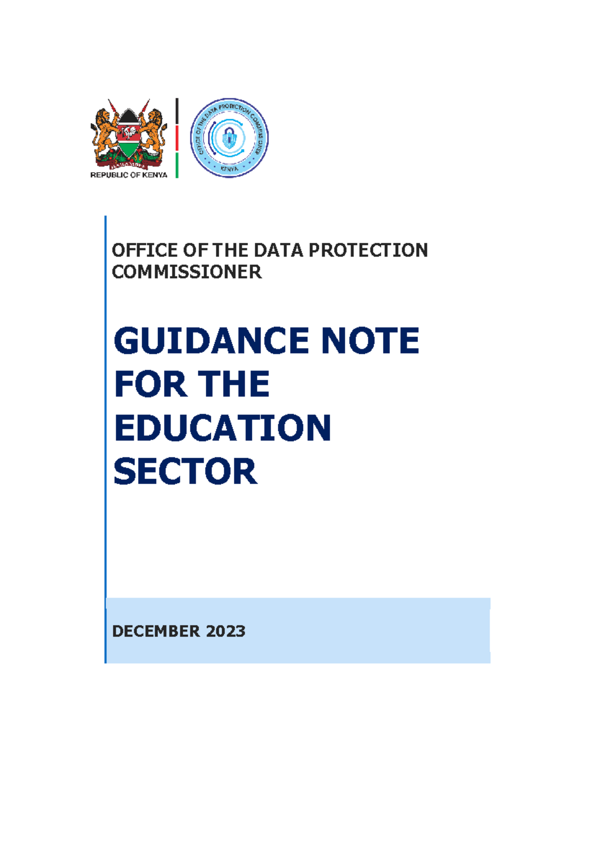 ODPC Guidance Note for the Education Sector - A OFFICE OF THE DATA ...