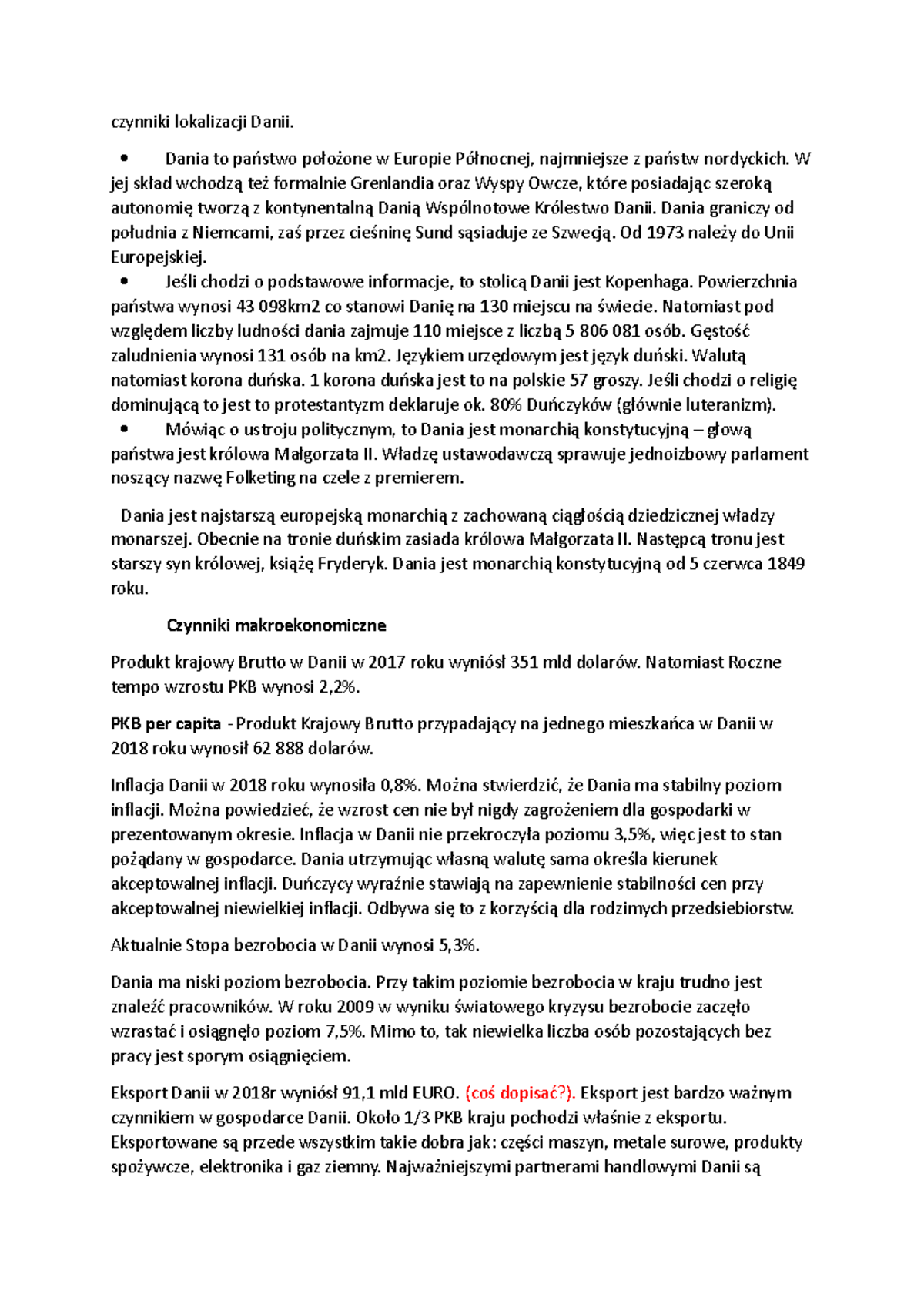czynniki lokalizacji Danii - Dania to państwo położone w Europie ...