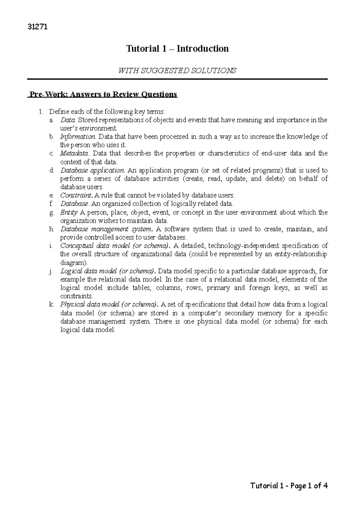 Tutorial 1-Answer - Tutorial 1 – Introduction WITH SUGGESTED SOLUTIONS ...