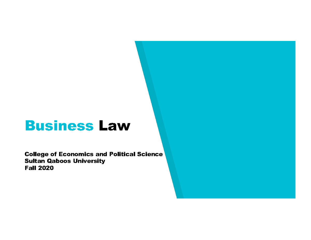 Slides for video lectures 18, 19, 20 and 21 - Business Law College of ...