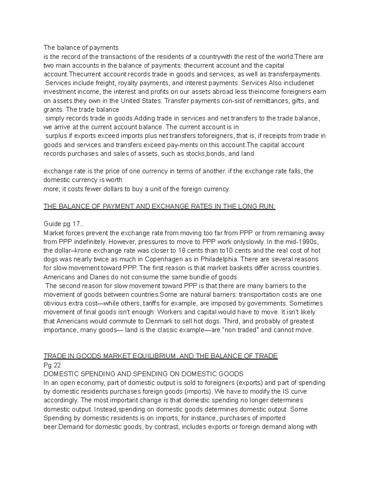 BA economics-macro economics - The balance of payments is the record of ...