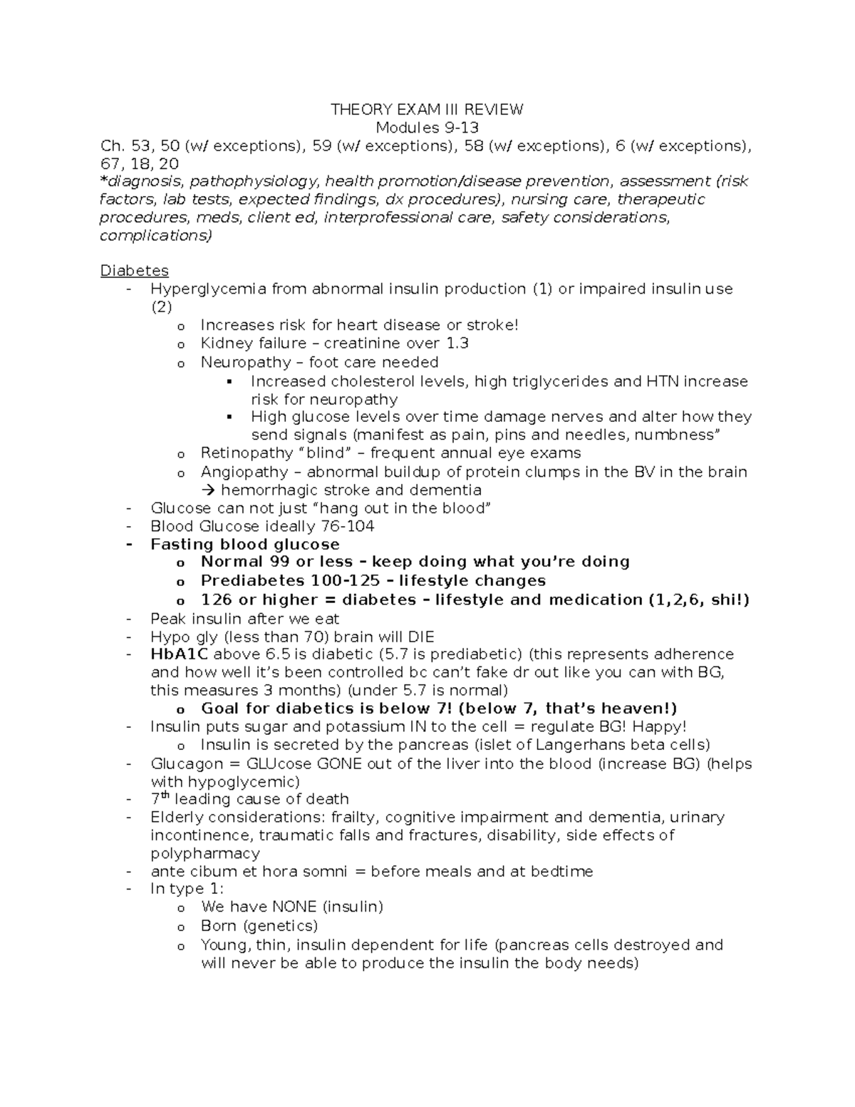 Theory EXAM III Review - THEORY EXAM III REVIEW Modules 9- Ch. 53, 50 ...