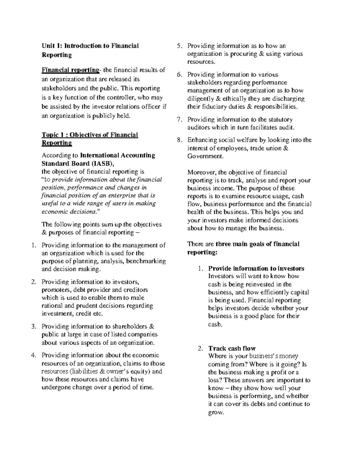 Group 1 Introduction to Financial Reporting Handouts - Unit 1 ...