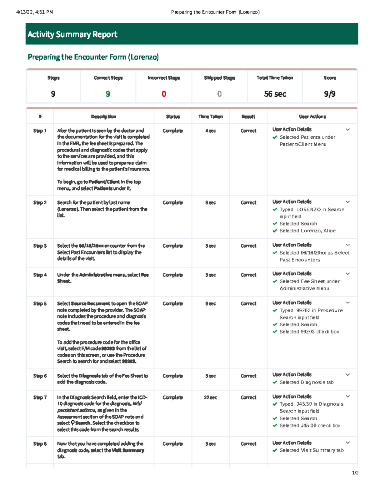 Preparing the Encounter Form (Lorenzo) - 4/13/22, 4:51 PM Preparing the ...