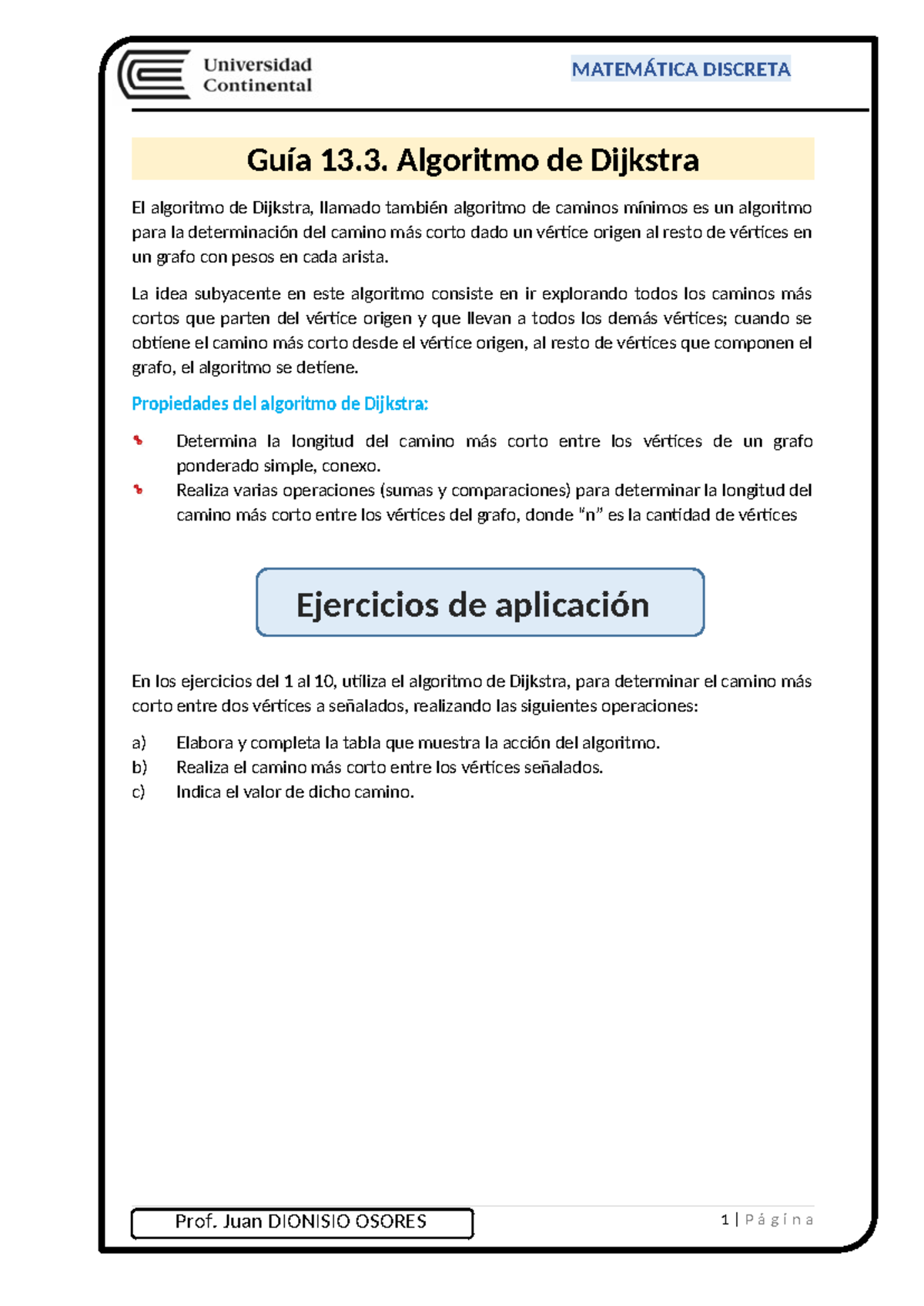 Guia 13.3 Algoritmo de Dijkstra - Guía 13. Algoritmo de Dijkstra El ...
