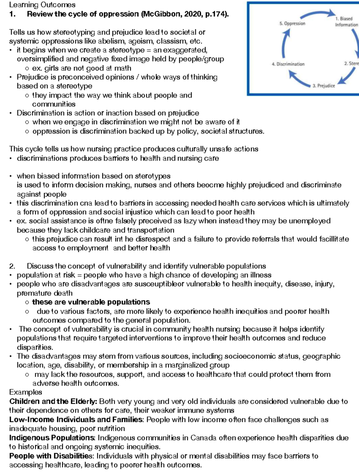 Week 9 Vulnerable Populations - Learning Outcomes Review the cycle of ...