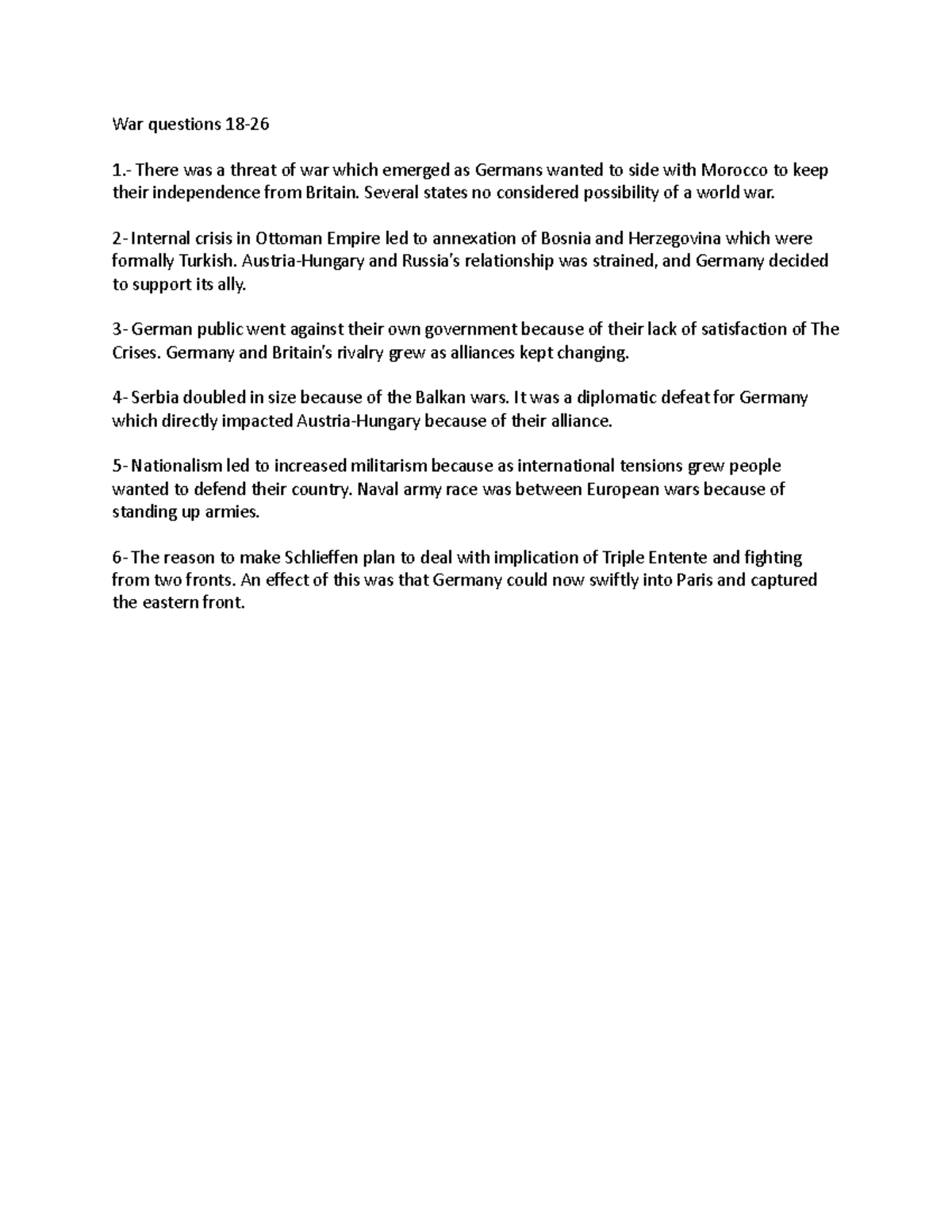 War questions 18 - sss - War questions 18- 1.- There was a threat of ...