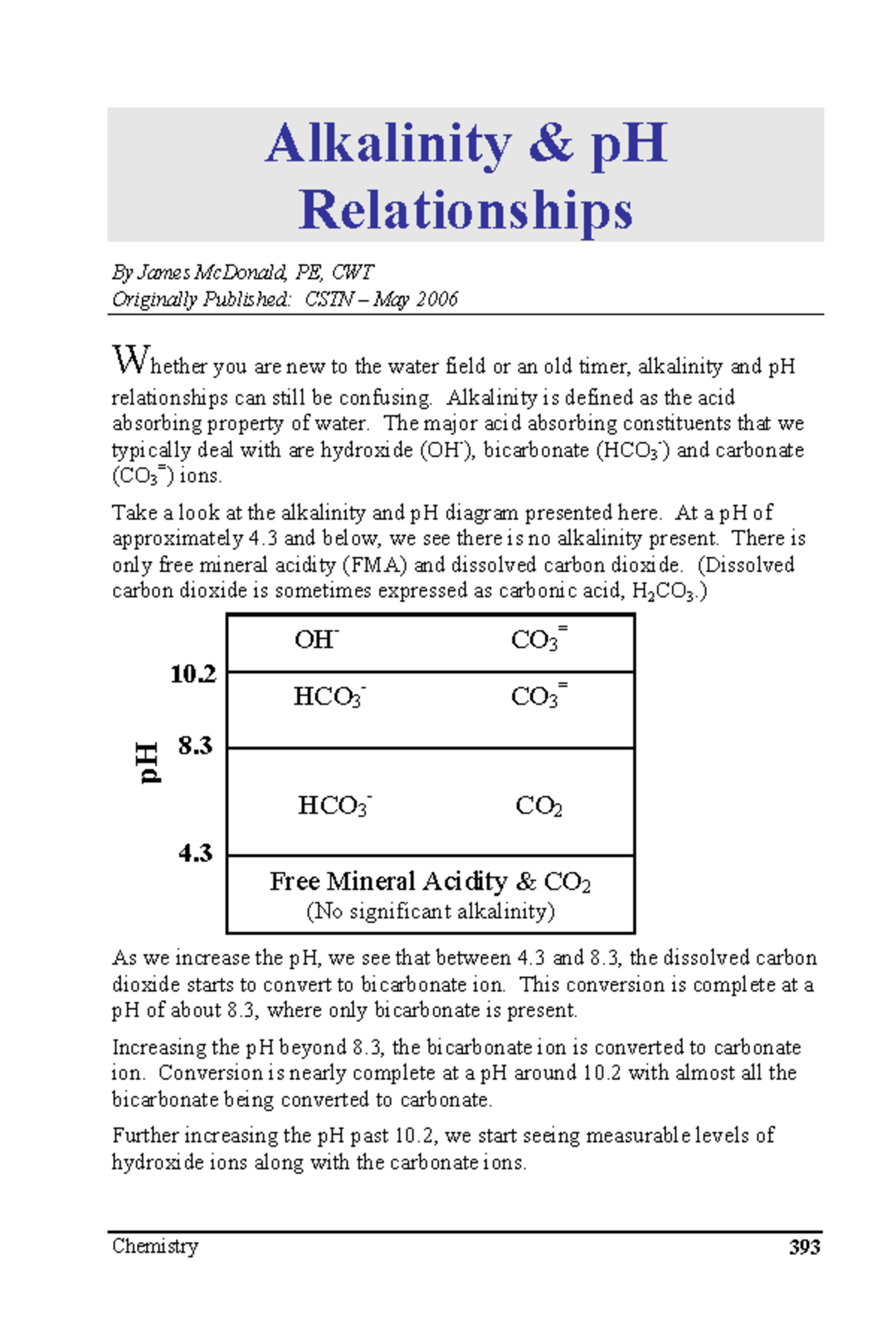 21951,Water-pp393-394 - Chemistry 393 Alkalinity & pH Relationships By ...