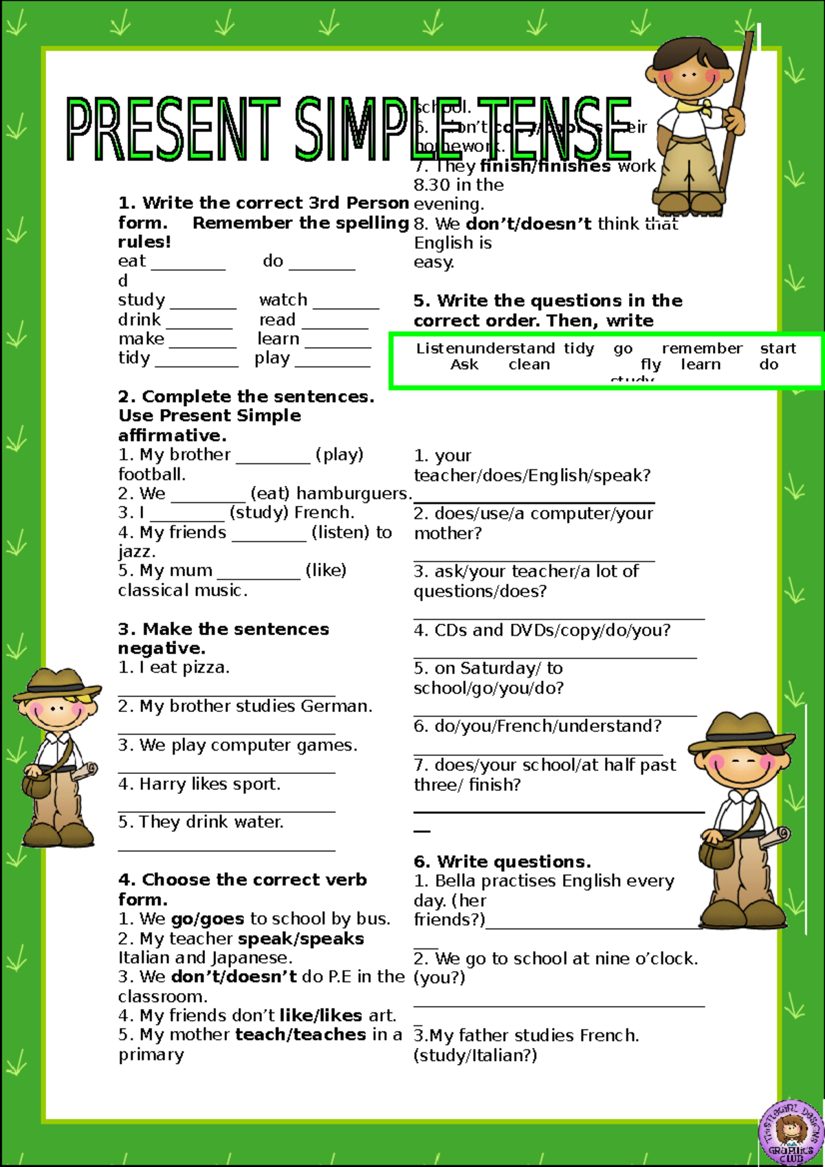 Simple present 03 - 1. Write the correct 3rd Person form. Remember the ...