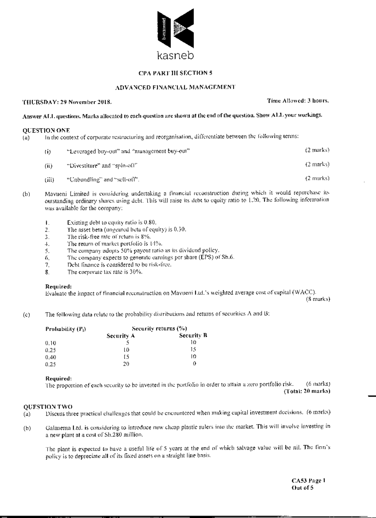 ADVANCED FINANCIAL MANAGEMENT - BUSINESS MANAGEMENT - Studocu