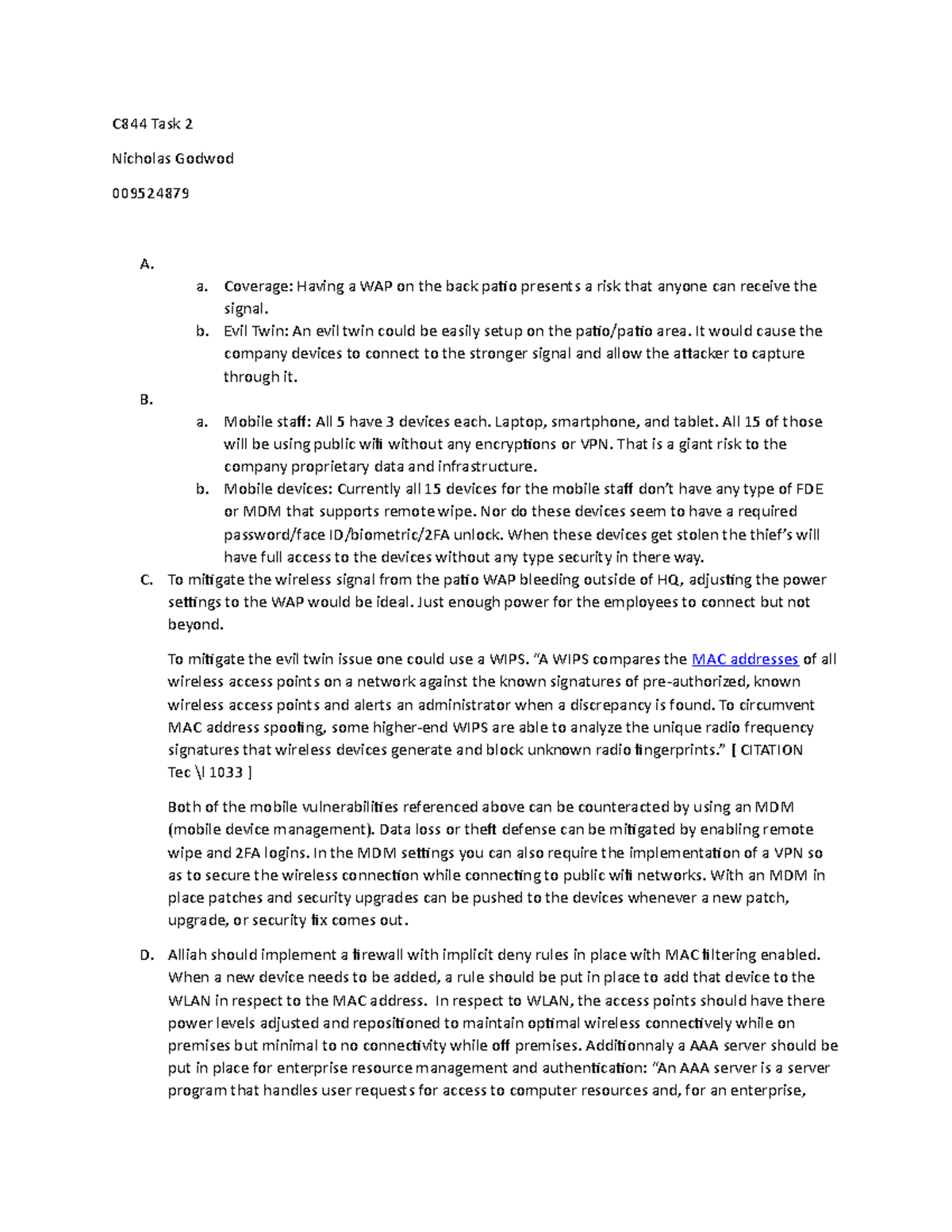 C844 Task 2 - C844 Task 2 Successful Completion - C844 Task 2 Nicholas Godwod 009524879 A. a ...