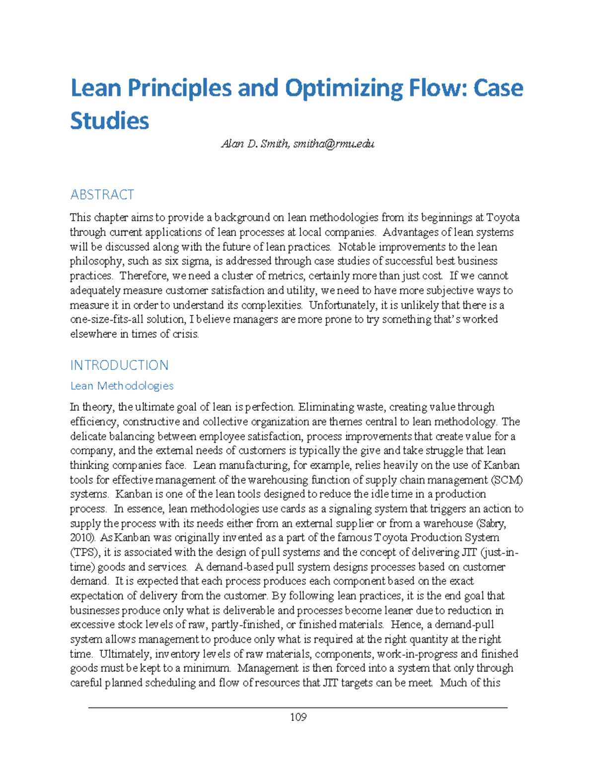 Lean Principles and Optimizing Flow- Case Studies - Lean Principles and ...