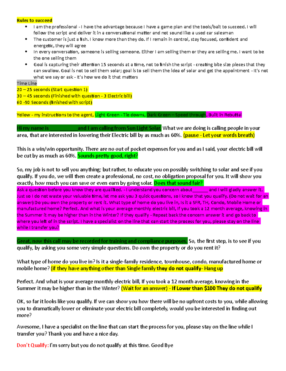 4b Opening Script 20221 - Rules to succeed I am the professional - I ...