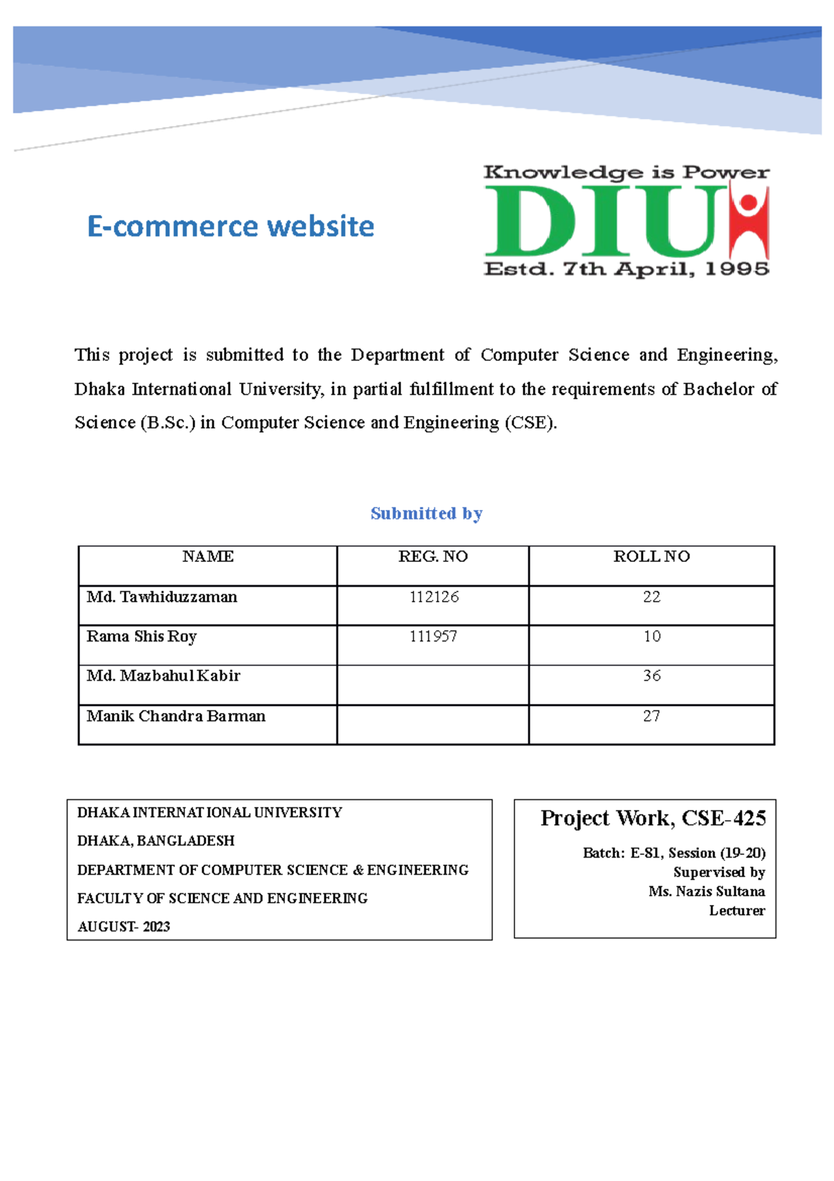 Upload - Note - This project is submitted to the Department of Computer ...