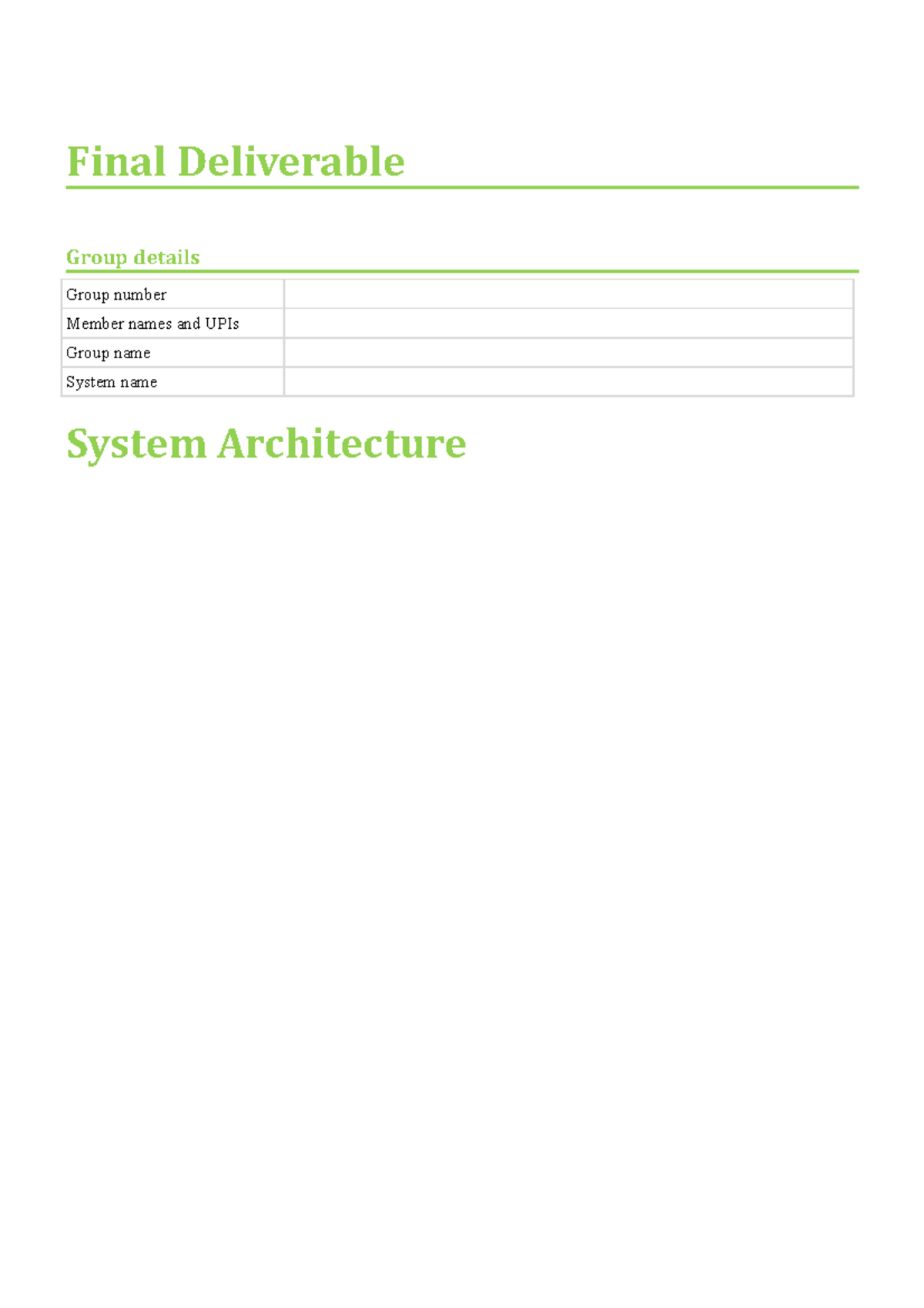 Final Deliverable Template V1 - Final Deliverable Group details Group ...