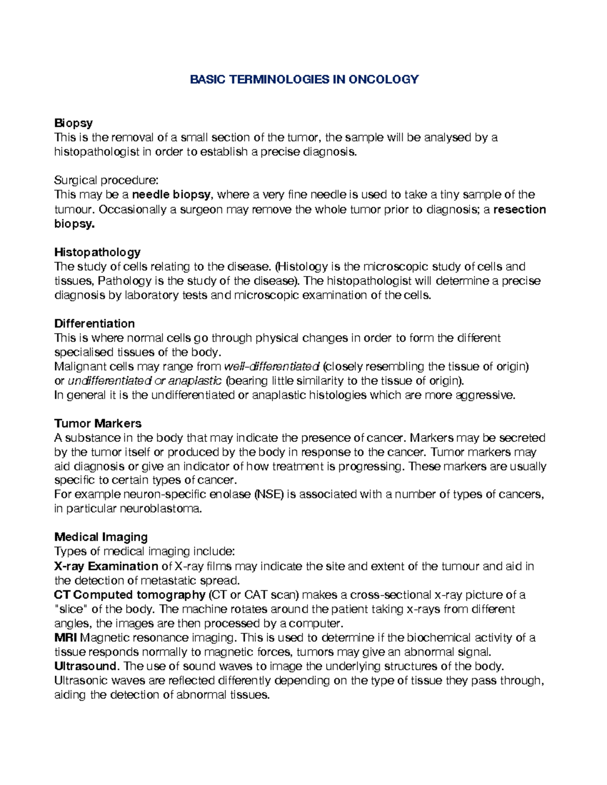 Common Terminologies in Oncology - BASIC TERMINOLOGIES IN ONCOLOGY ...