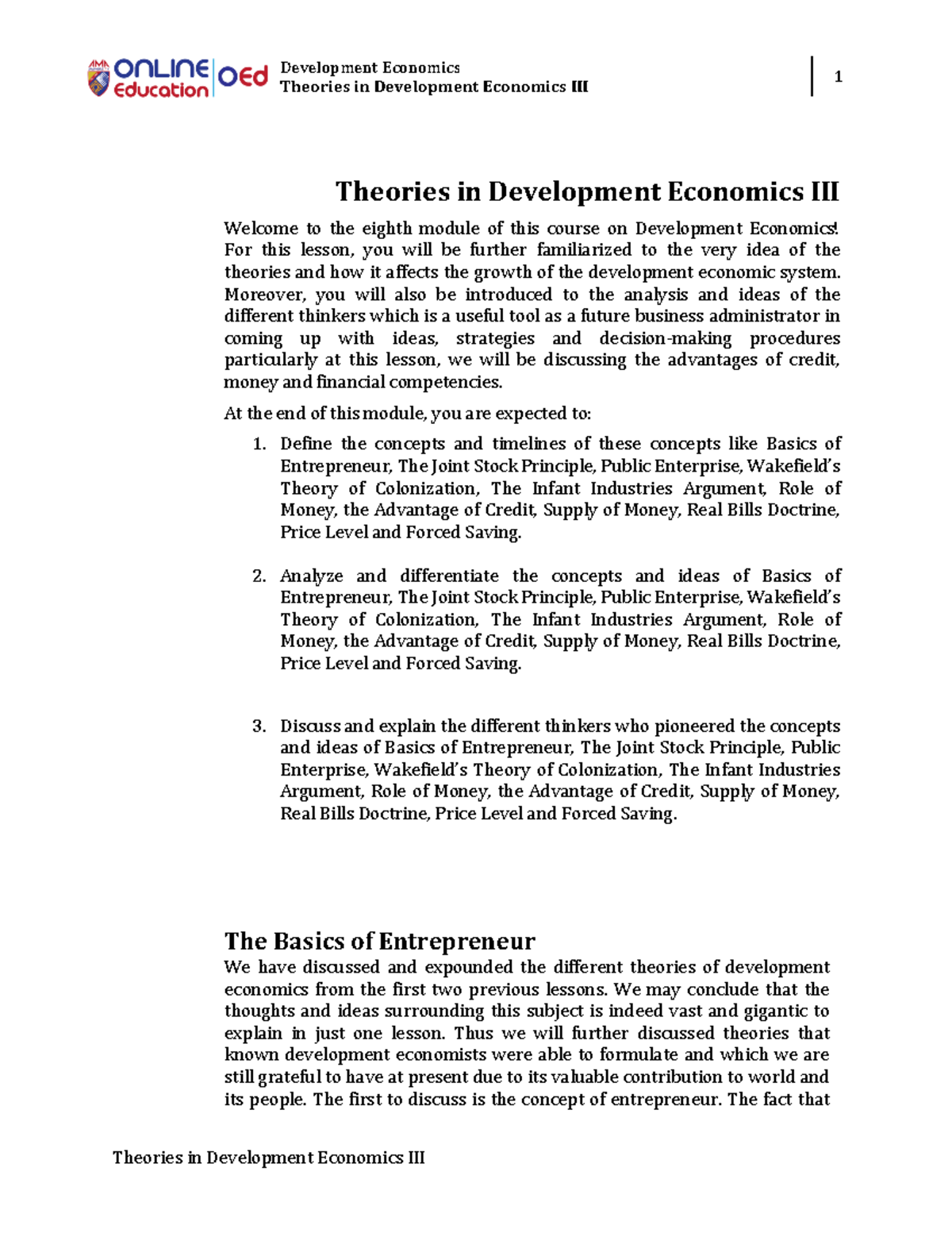 Lesson 8 - Theories of Development Economics (Third Part) - Theories in ...