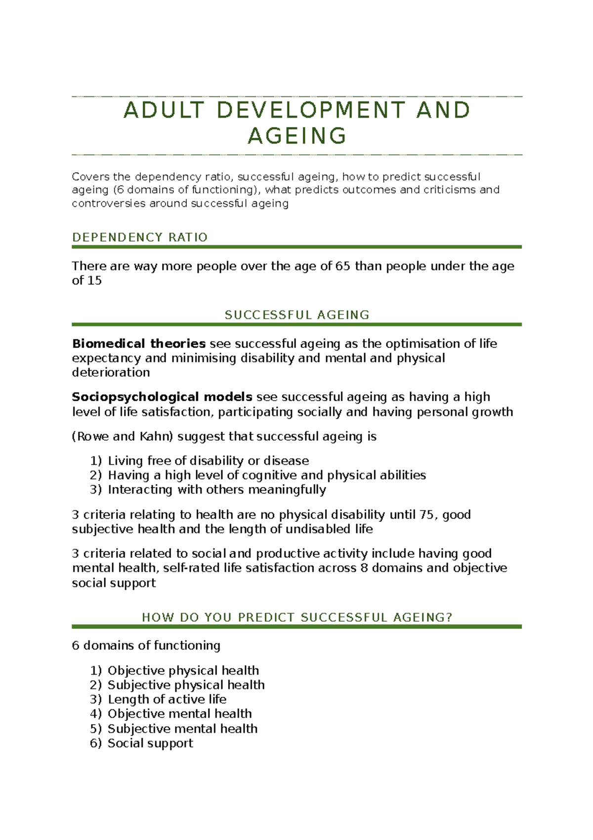Adult Development and Ageing 25 - A D U LT D E V E LO P M E N T A N D ...
