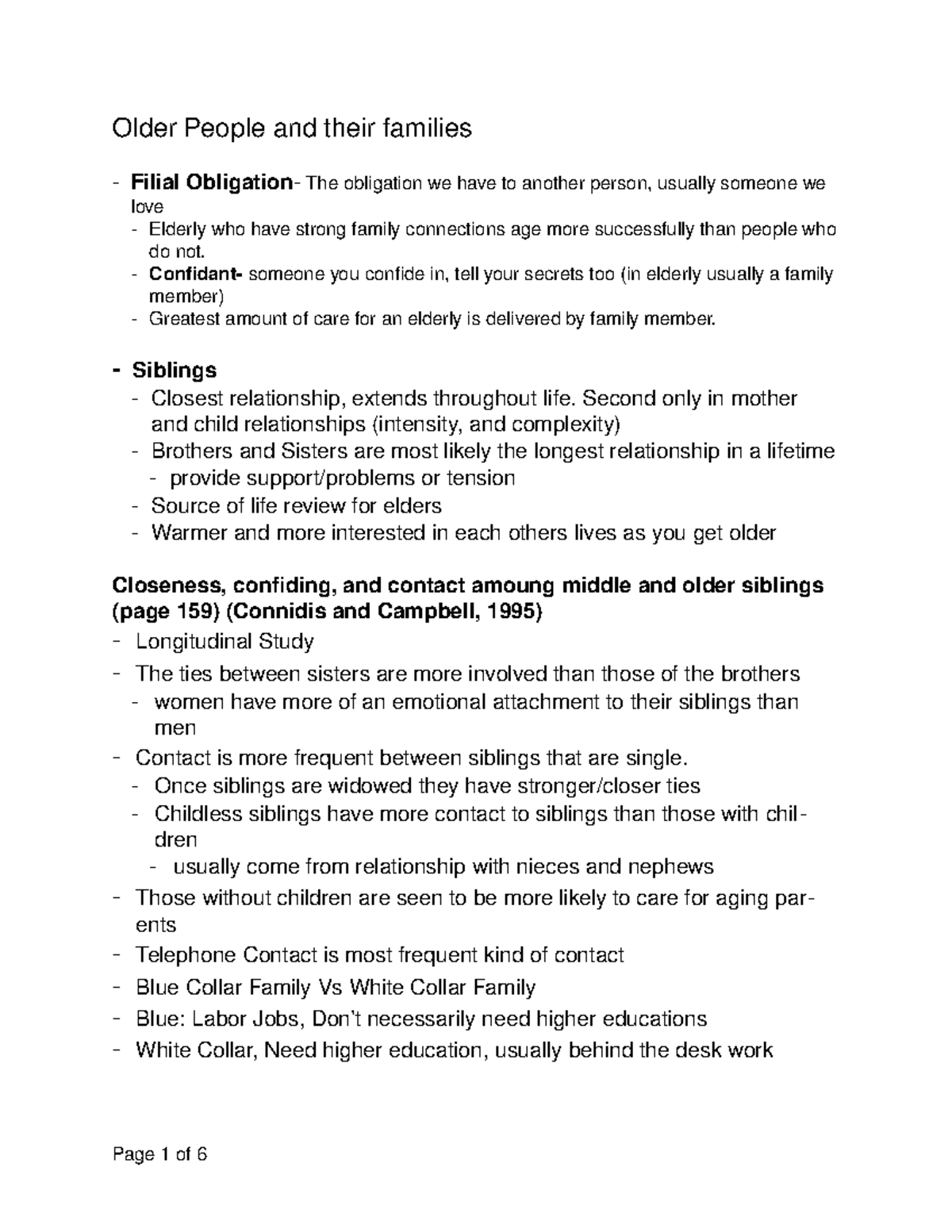 Chapter 6 - Lecture notes 6 - Older People and their families - Filial ...