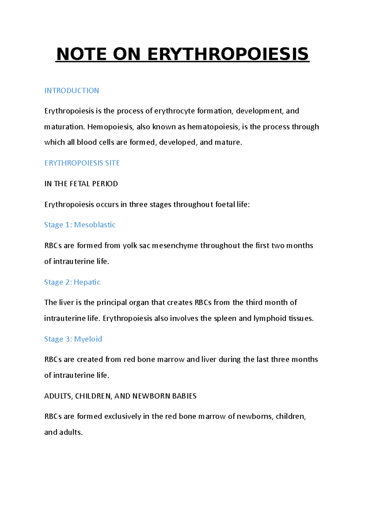 brief-note-on-erythropoiesis-note-on-erythropoiesis-introduction
