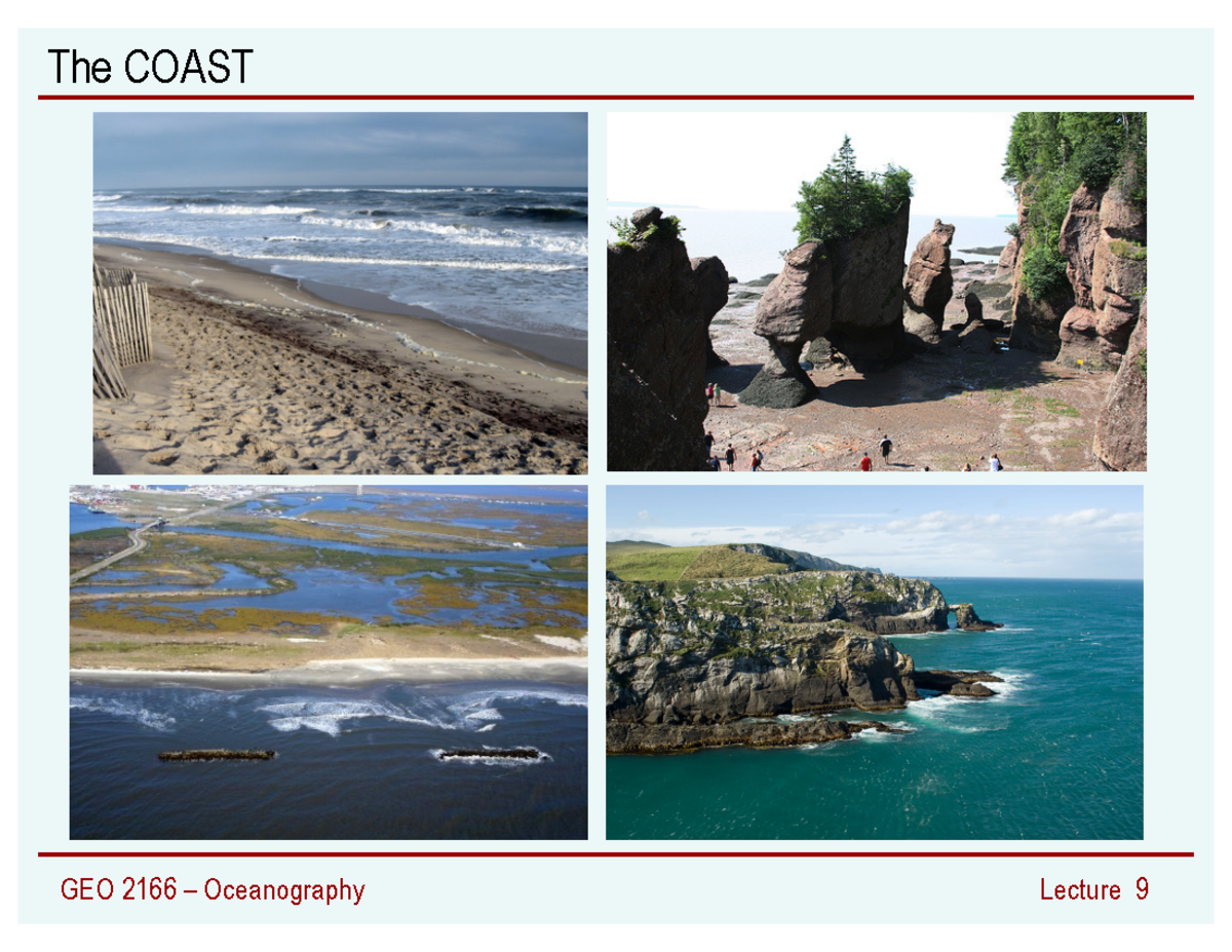 Lecture 9 coast 2 - The COAST Outline 4. Coastal sediment transport 1 ...