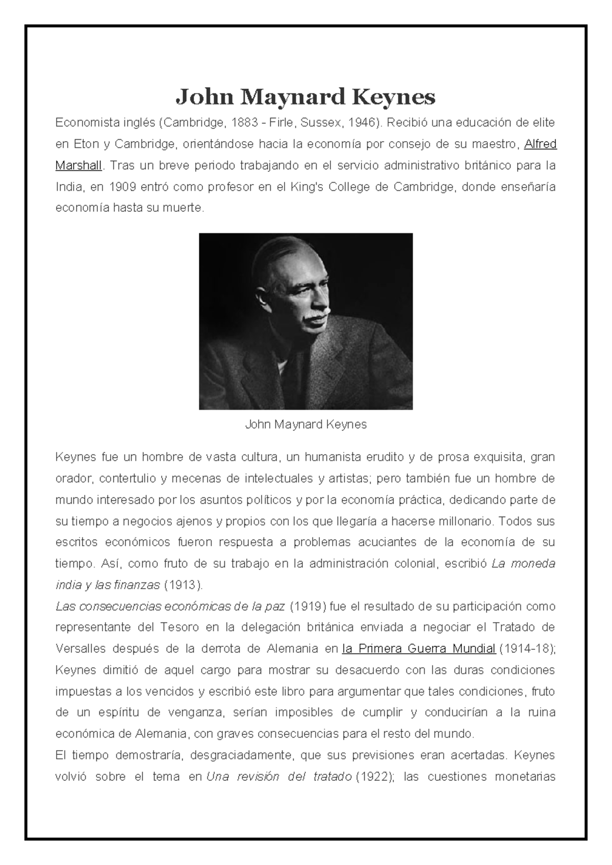 Biografia de Maynard y Adam Smith - John Maynard Keynes Economista ...