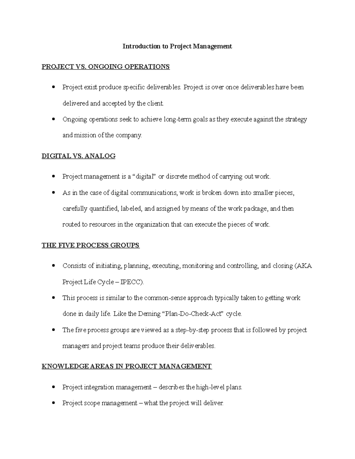 Introduction to Project Management - Introduction to Project Management ...