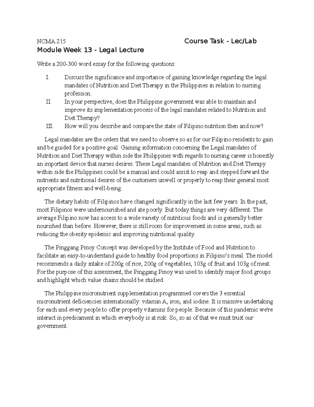 NDT - CT 13_ Library Works - NCMA 215 Course Task - Lec/Lab Module Week 13 - Legal Lecture Write ...