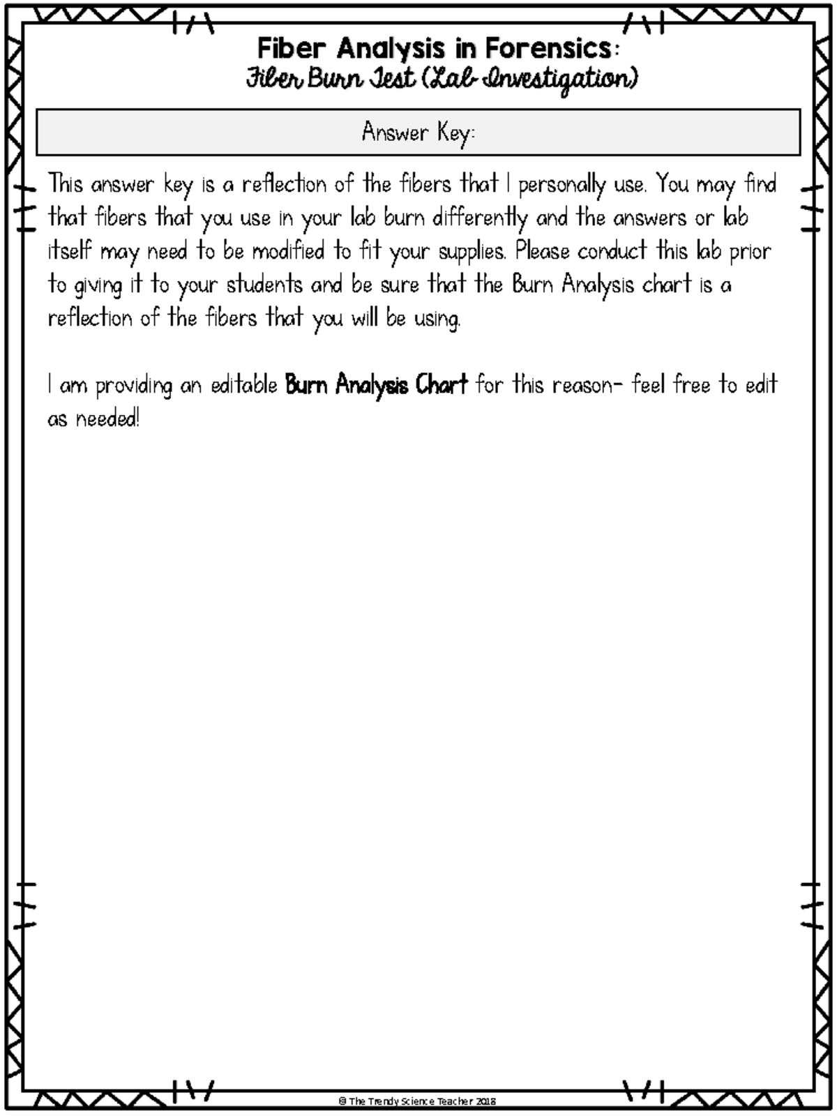 Fiber Burn Analysis Student Lab Sheet - Answer Key - © The Trendy ...