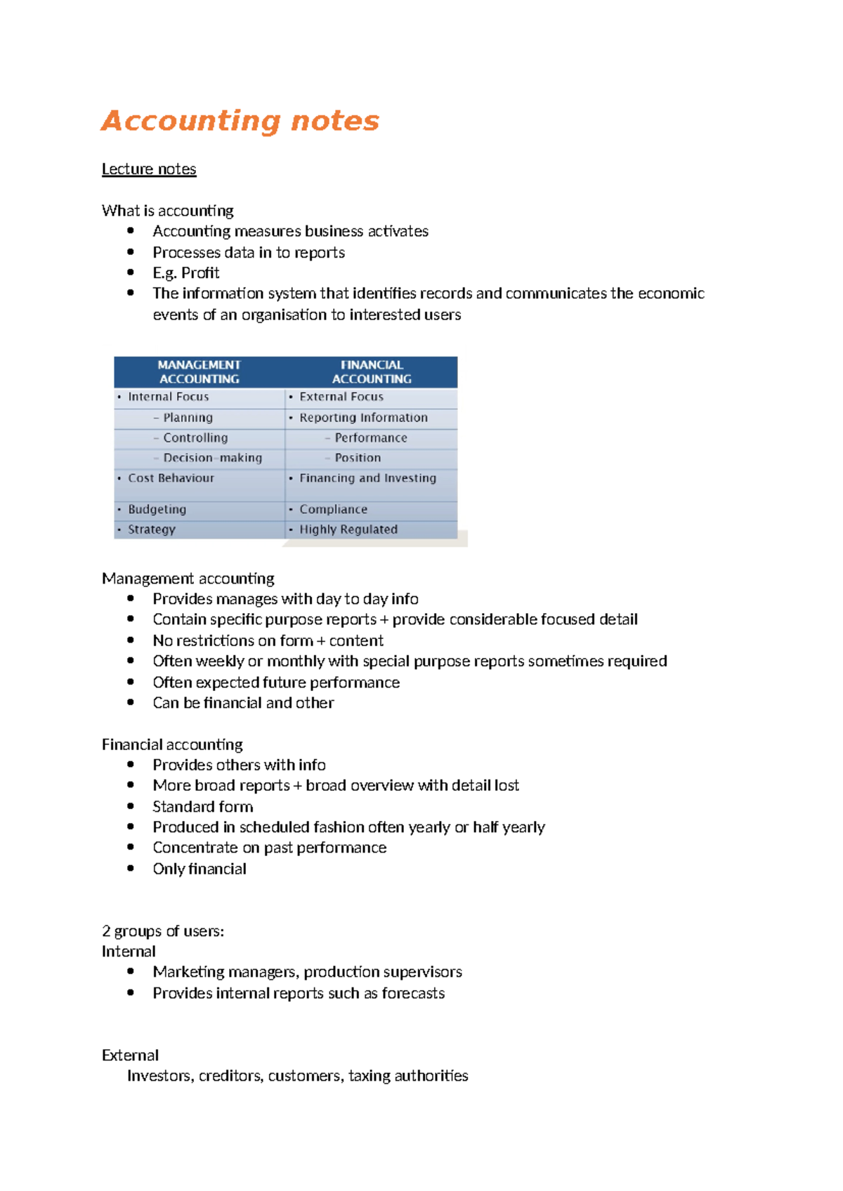 Accounting notes - aaa - Accounting notes Lecture notes What is ...