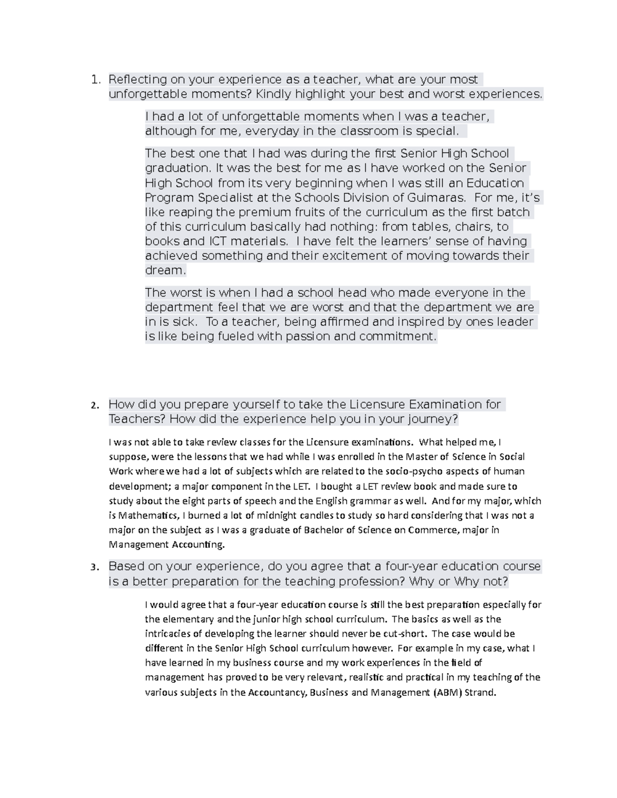 Reflecting-on-your-experience-as-a-teacher - 1. Reflecting on your ...