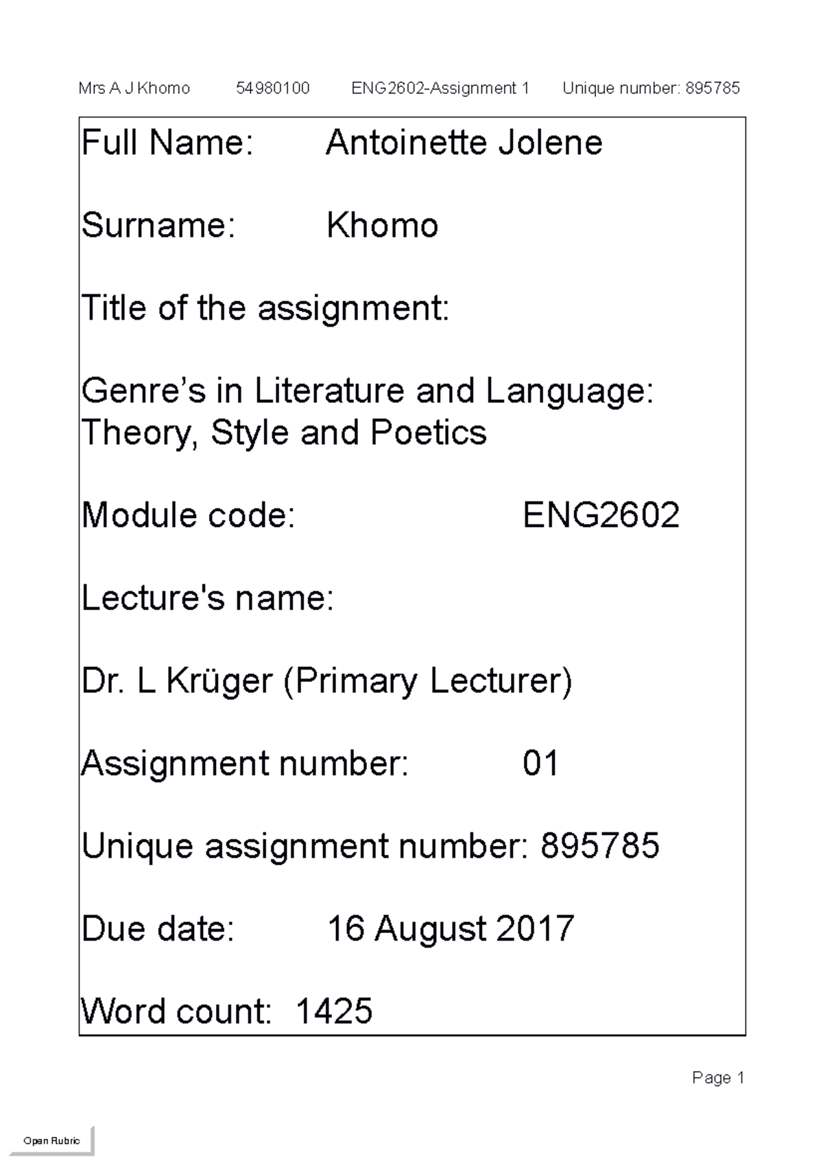 ENG2602 Assignment 1 Persuasive Prose - Warning: Popup annotation has a missing or invalid ...