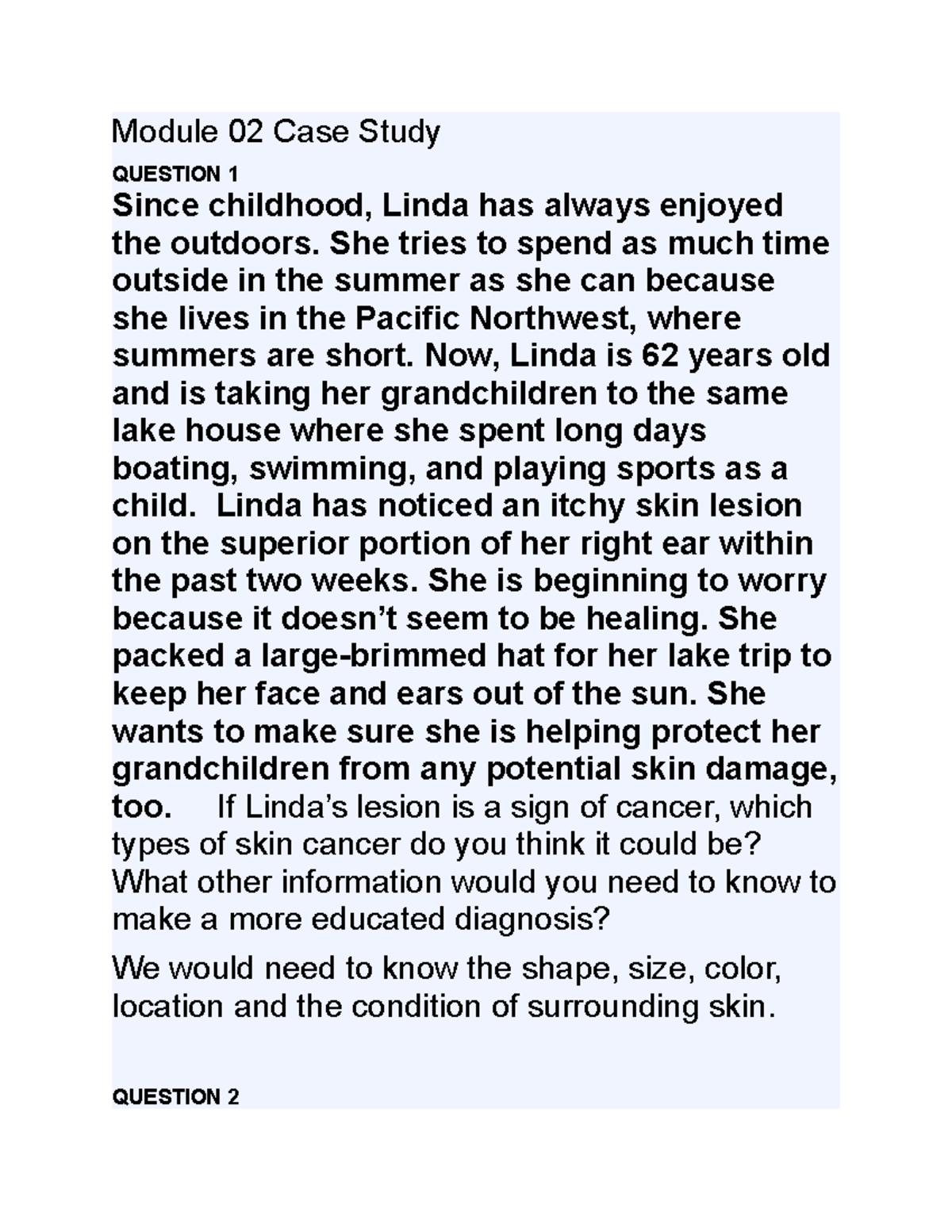 Module 02 case study - Anatomy and P - Module 02 Case Study QUESTION 1 ...