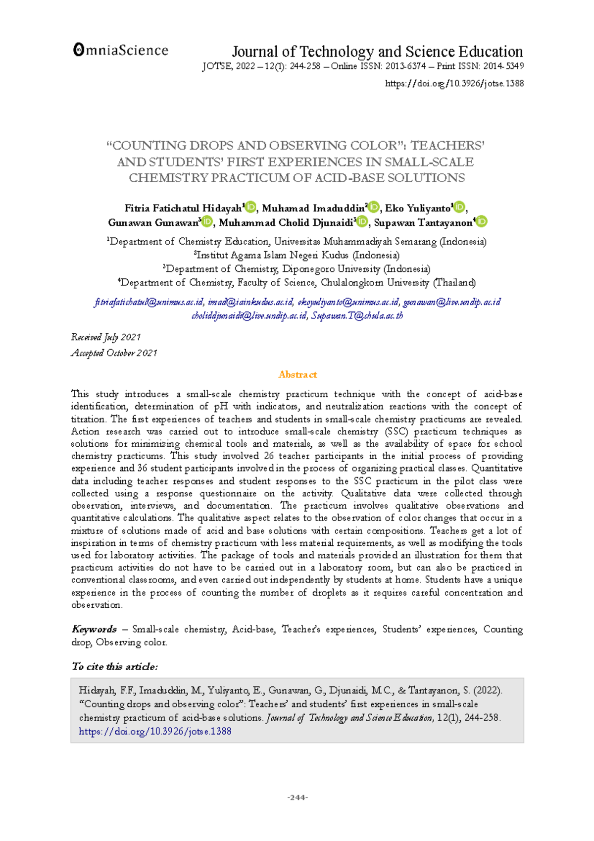 Counting drops and observing color Teachers and s - Journal of ...