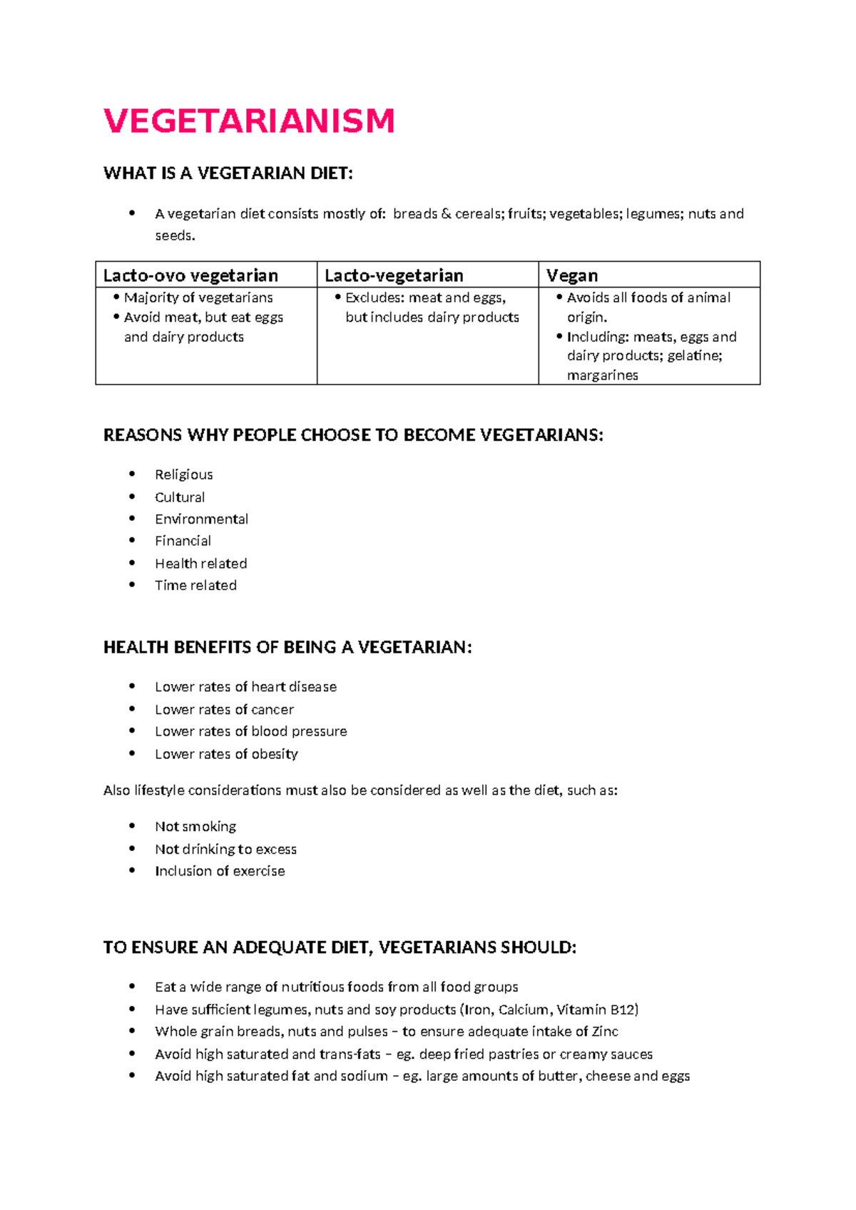 Vegetarianism & Vegan - Worksheet - VEGETARIANISM WHAT IS A VEGETARIAN ...