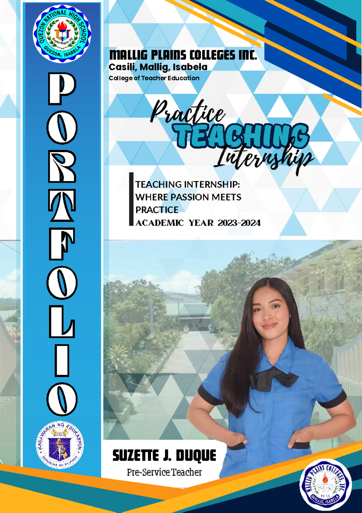 Portfolio internship - Pre-Service Teacher SUZETTE J. DUQUE P O R T F O L I O P O R T F O L I O ...