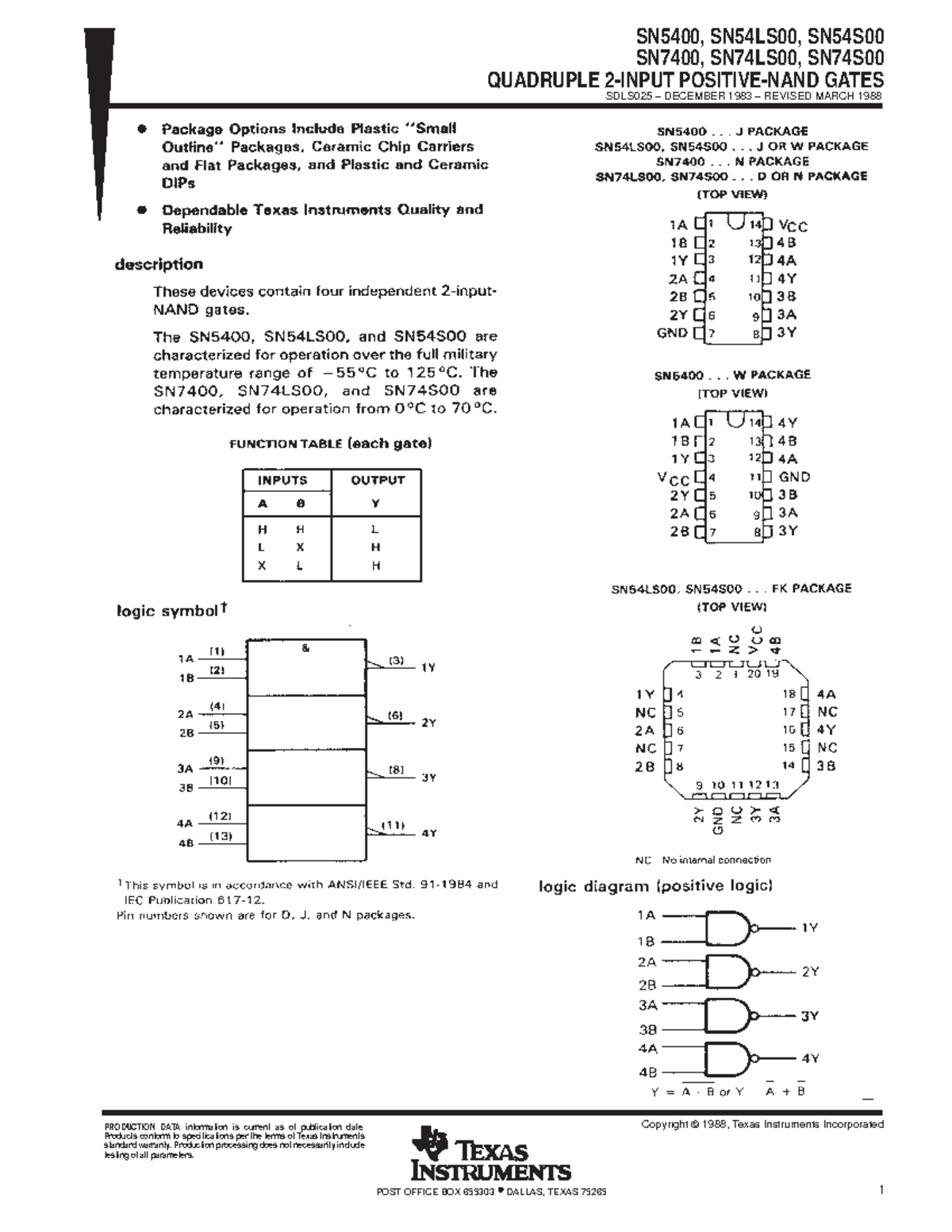 74LS00 - IC Manual - SN7400, SN74LS00, SN74S QUADRUPLE 2-INPUT POSITIVE ...