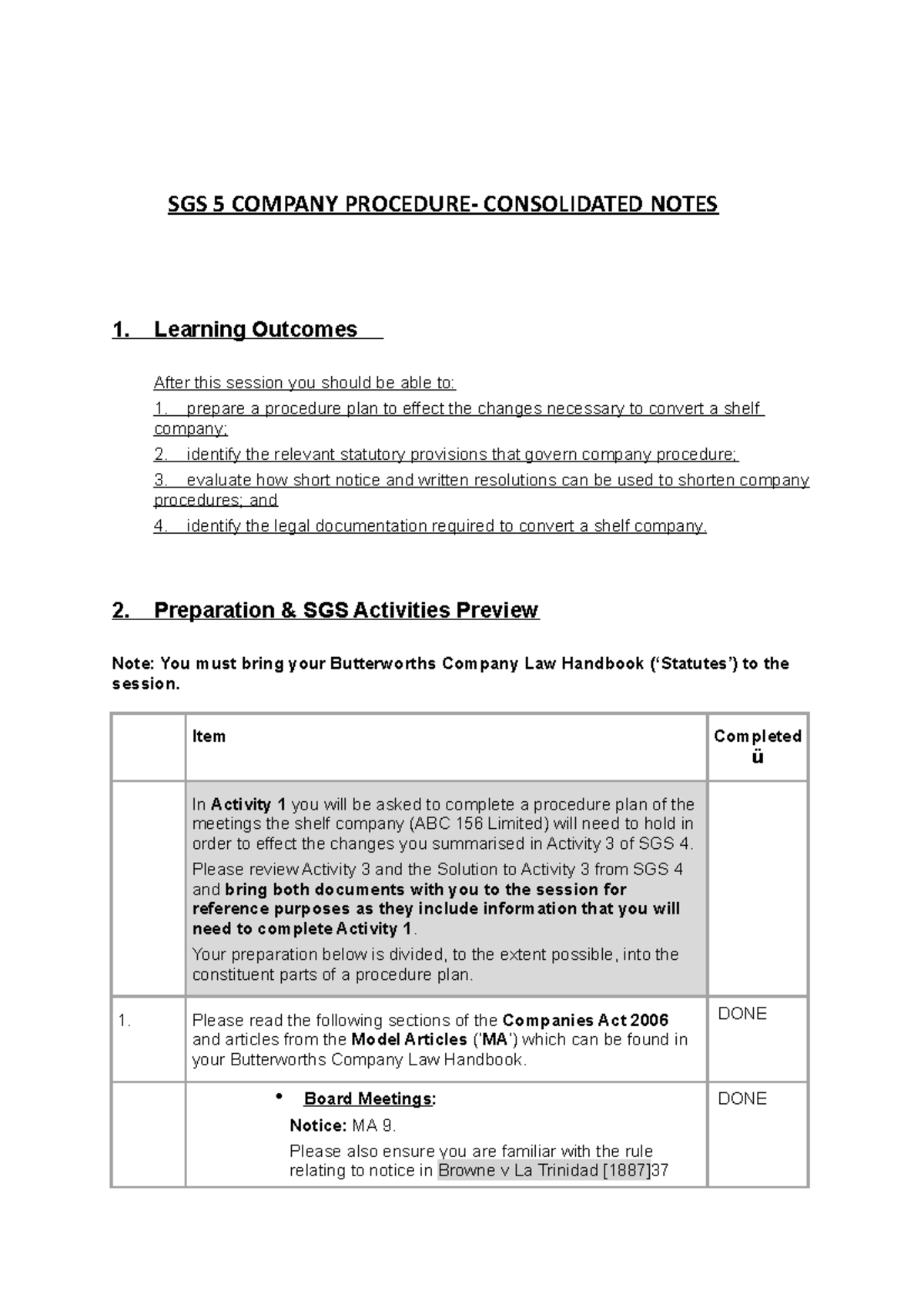 SGS 5 Company Procedure- Fully Consolidated Notes - SGS 5 COMPANY ...