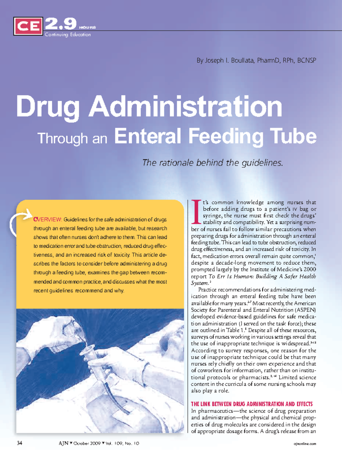 Drug Administration through an Enteral Feeding Tube - Continuing ...