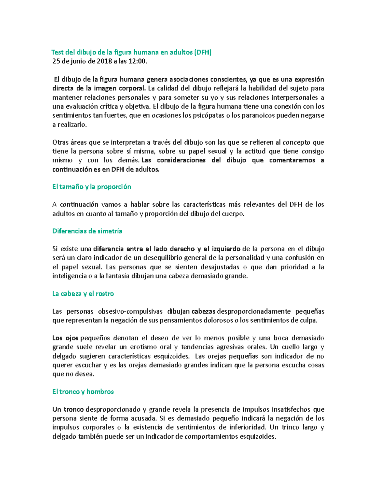 Test del dibujo de la figura humana en adultos - El dibujo de la figura ...
