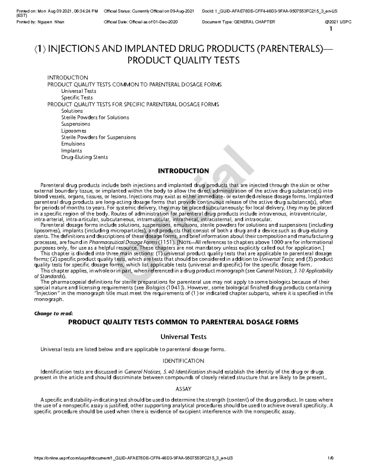 〈1〉 Injections AND Implanted DRUG Products ( Parenterals)— Product ...
