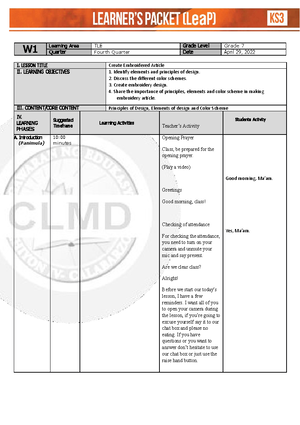 TLE i - basic needs in life - LEARNING - is defined as a process that ...