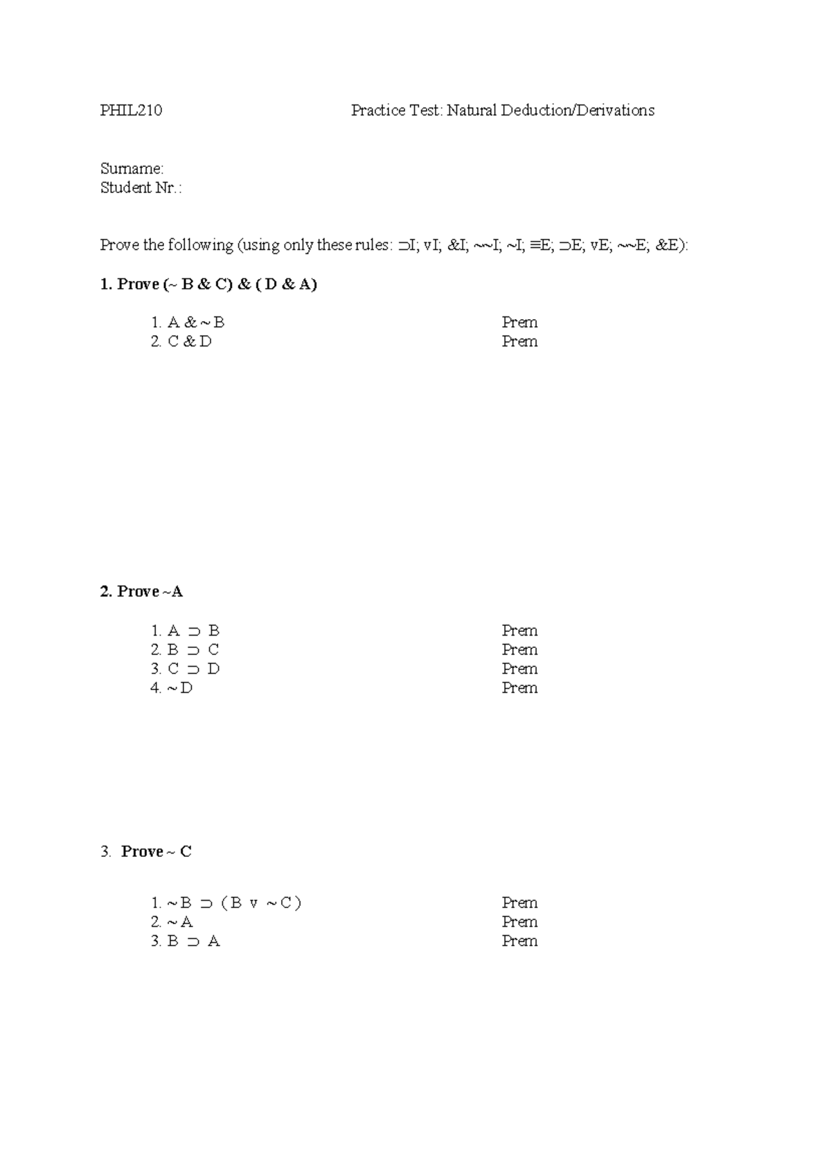 Practice Test: Logic - PHIL210 Practice Test: Natural Deduction ...