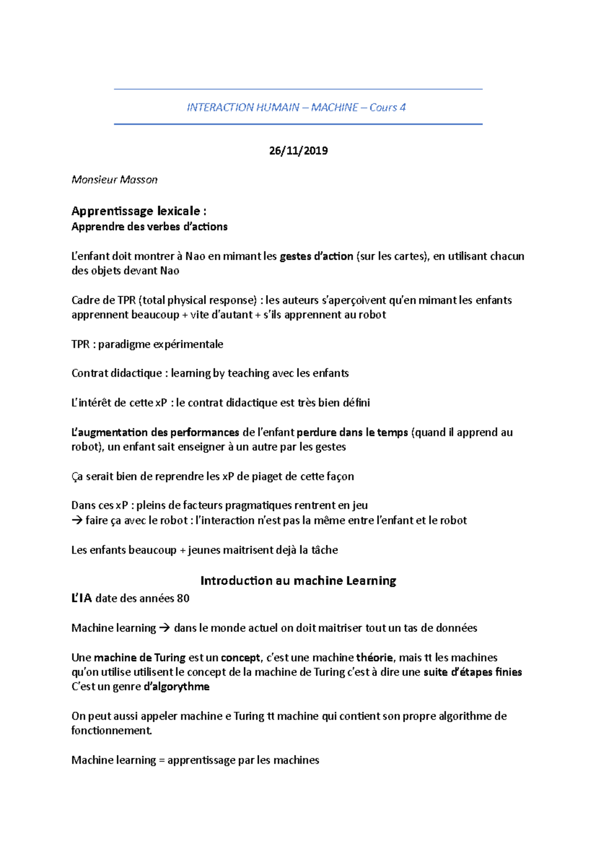 Interaction Homme Machine 4 - INTERACTION HUMAIN – MACHINE – Cours 4 26 ...