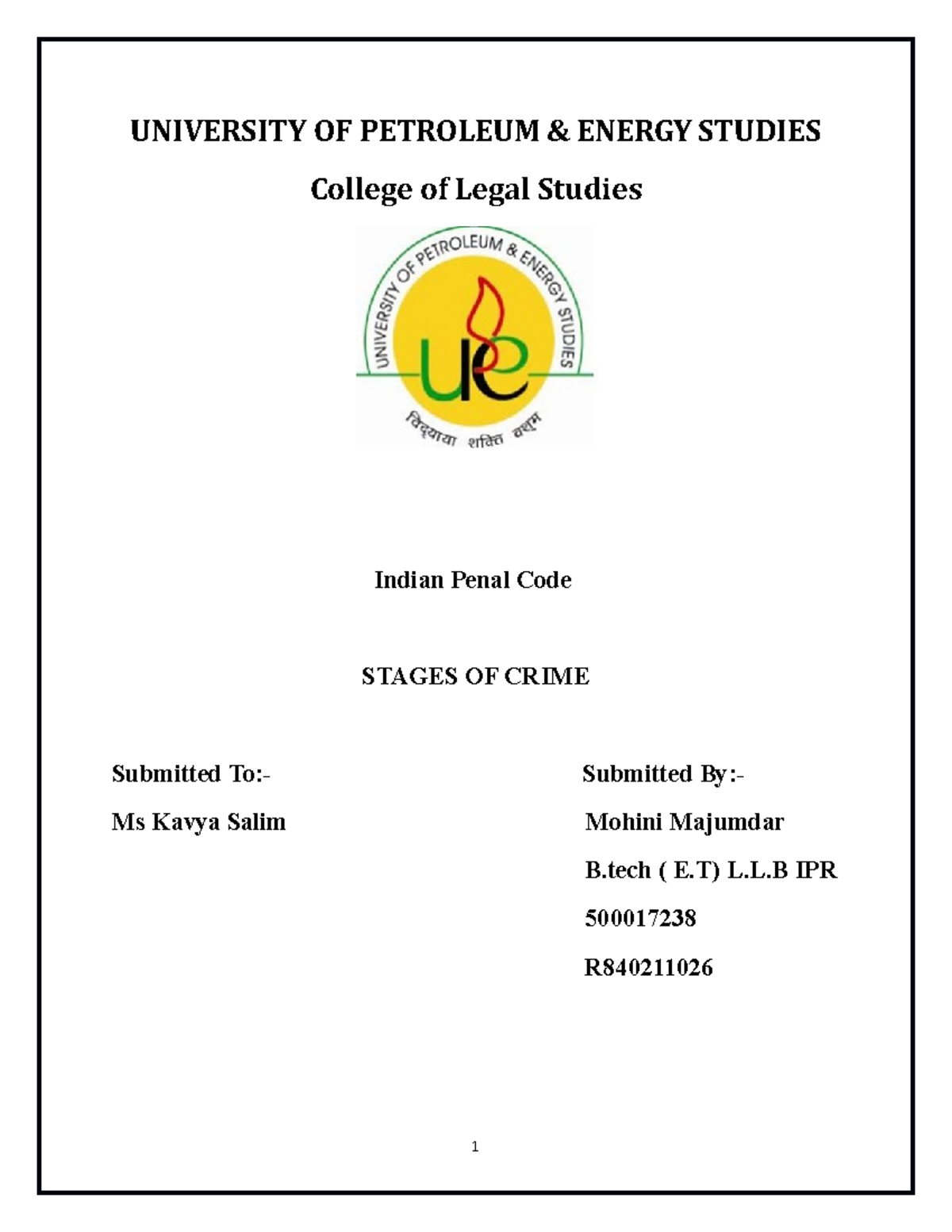 ipc Project (1)223dsds - UNIVERSITY OF PETROLEUM & ENERGY STUDIES ...