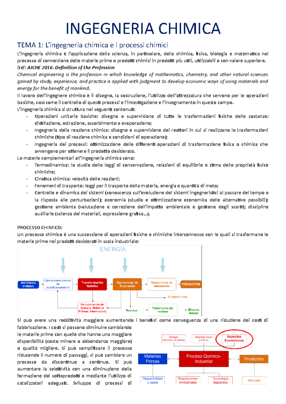 Ingegneria Chimica - INGEGNERIA CHIMICA TEMA 1: L’ingegneria chimica e ...