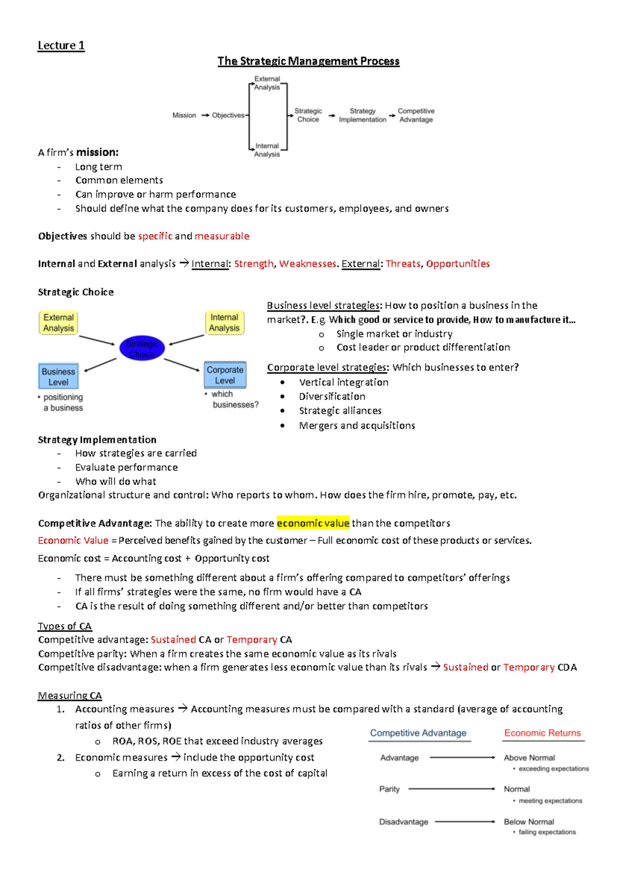 Strategic Management - Summary - Warning: TT: undefined function: 32 Lecture 1 The Strategic ...
