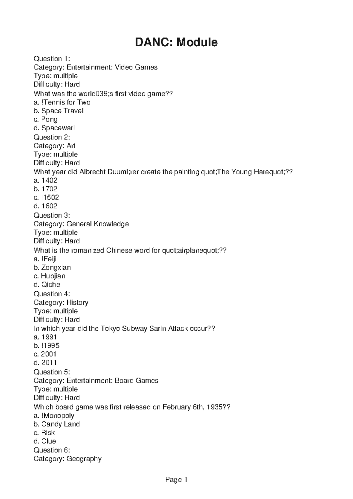 DANC224 lec notes 10 - DANC: Module Question 1: Category: Entertainment ...